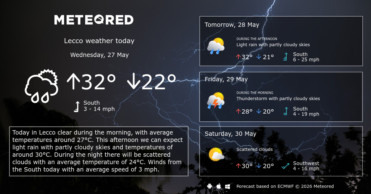 Weather Lecco. 14 day Forecast - Meteored UK