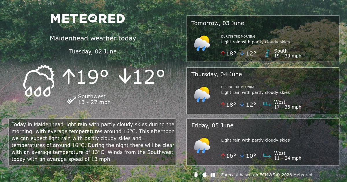 Weather Maidenhead. 14 day Forecast - Meteored UK