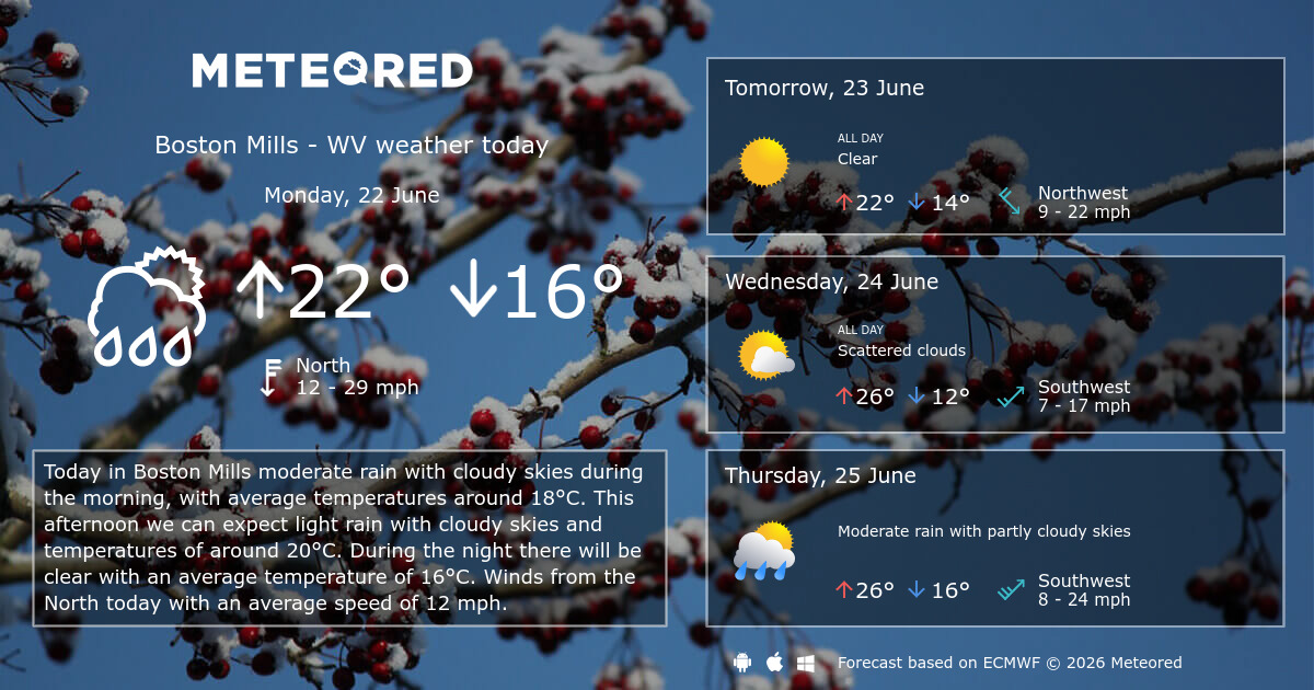 Weather Boston Mills - WV. 14 day Forecast - Meteored UK