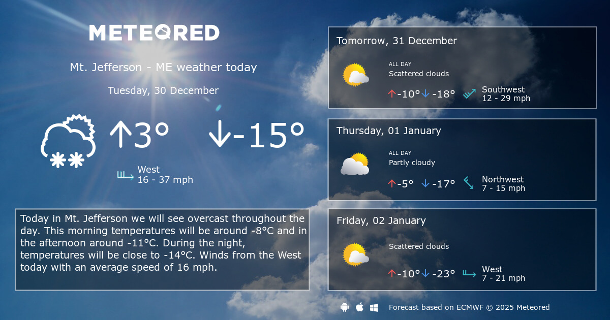 Weather Mt. Jefferson - ME. 14 day Forecast - yourweather.co.uk | Meteored